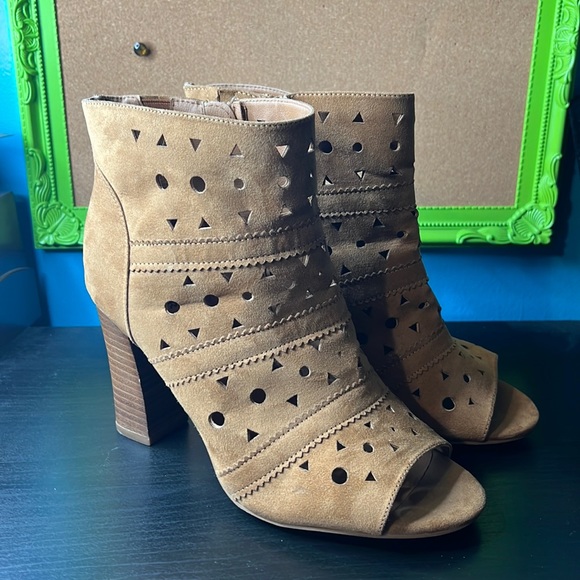 torrid | Shoes | Torrid Cognac Cut Out Peep Toe Heeled Booties W | Poshmark
